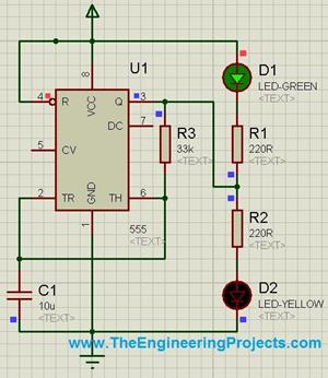 555 timer simulation in proteus - The Engineering Projects