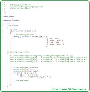 How to use C# Comments ??? - The Engineering Projects