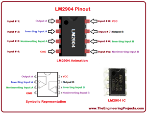LM2904 Pinout - The Engineering Projects