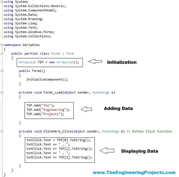 How to use C# ArrayList - The Engineering Projects