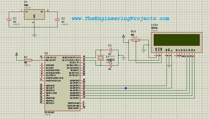 Circuit Designing of LCD with PIC - The Engineering Projects